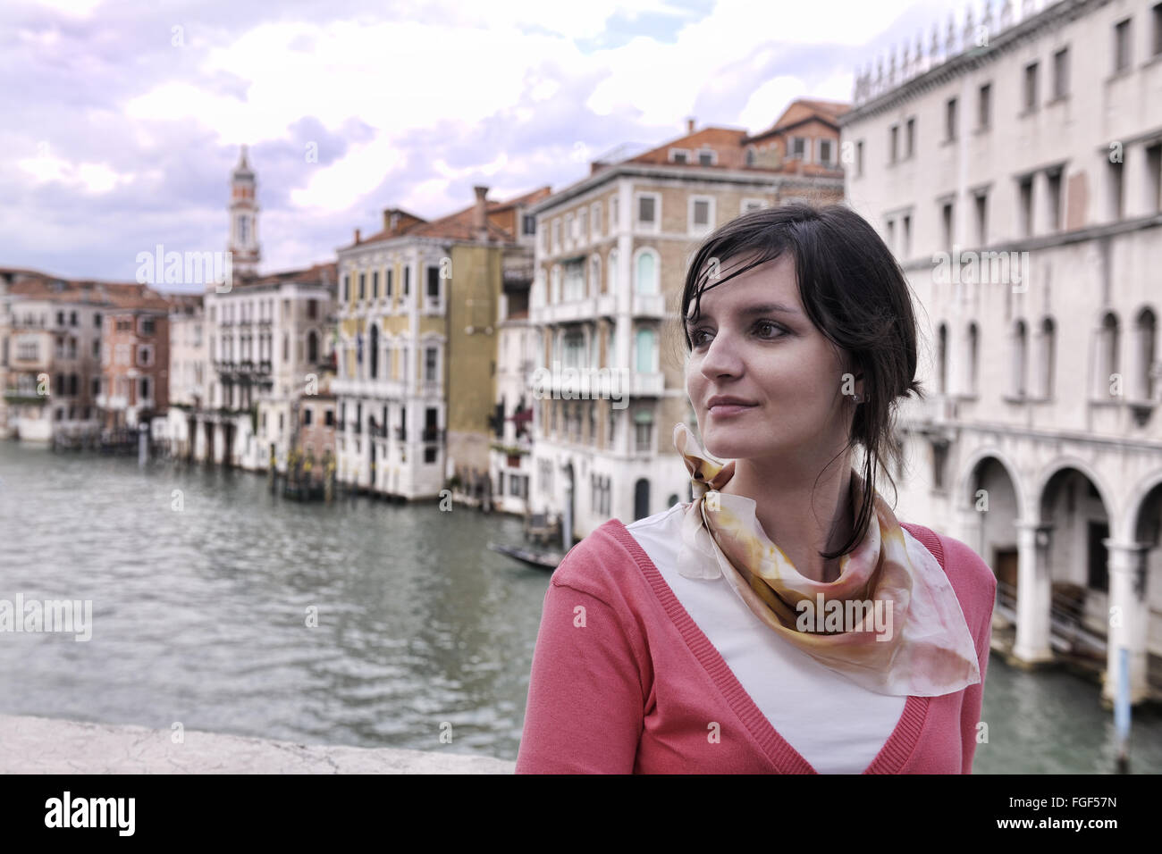 Beautiful woman in Venice Stock Photo - Alamy