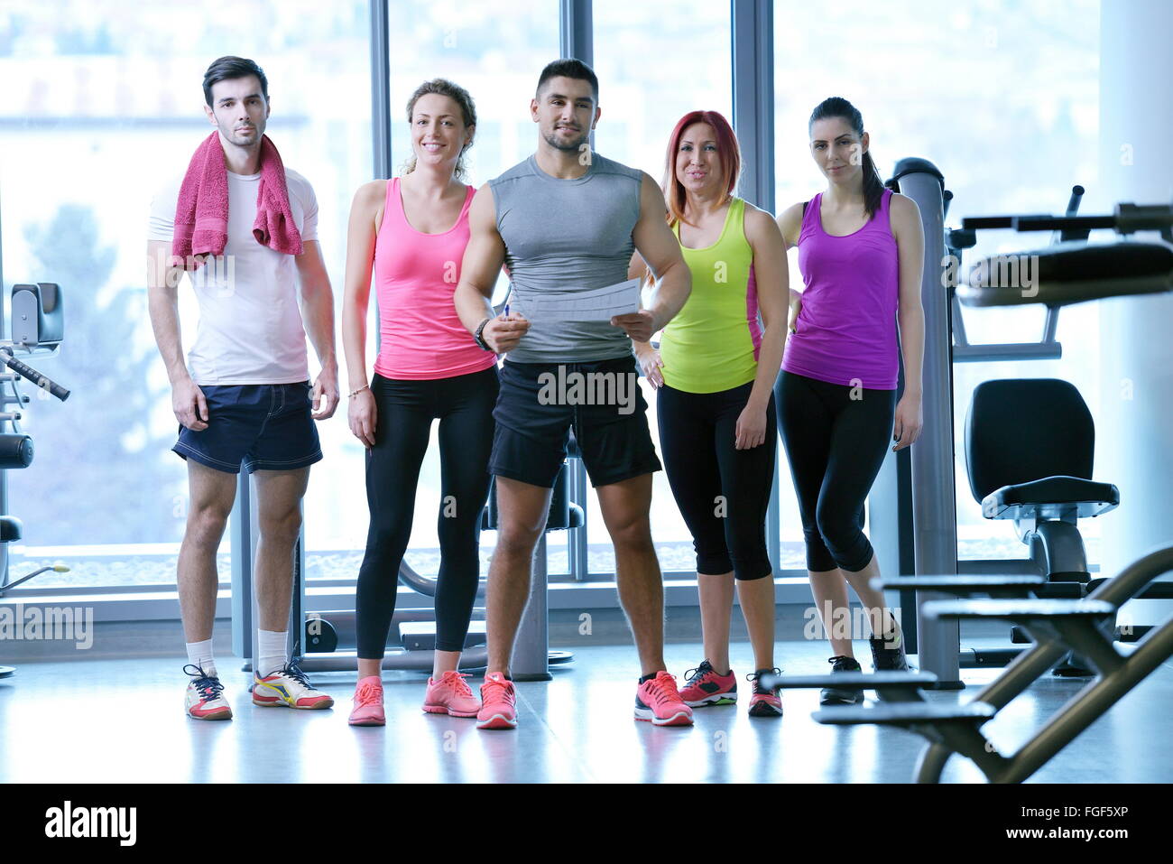 Group of people exercising at the gym Stock Photo - Alamy