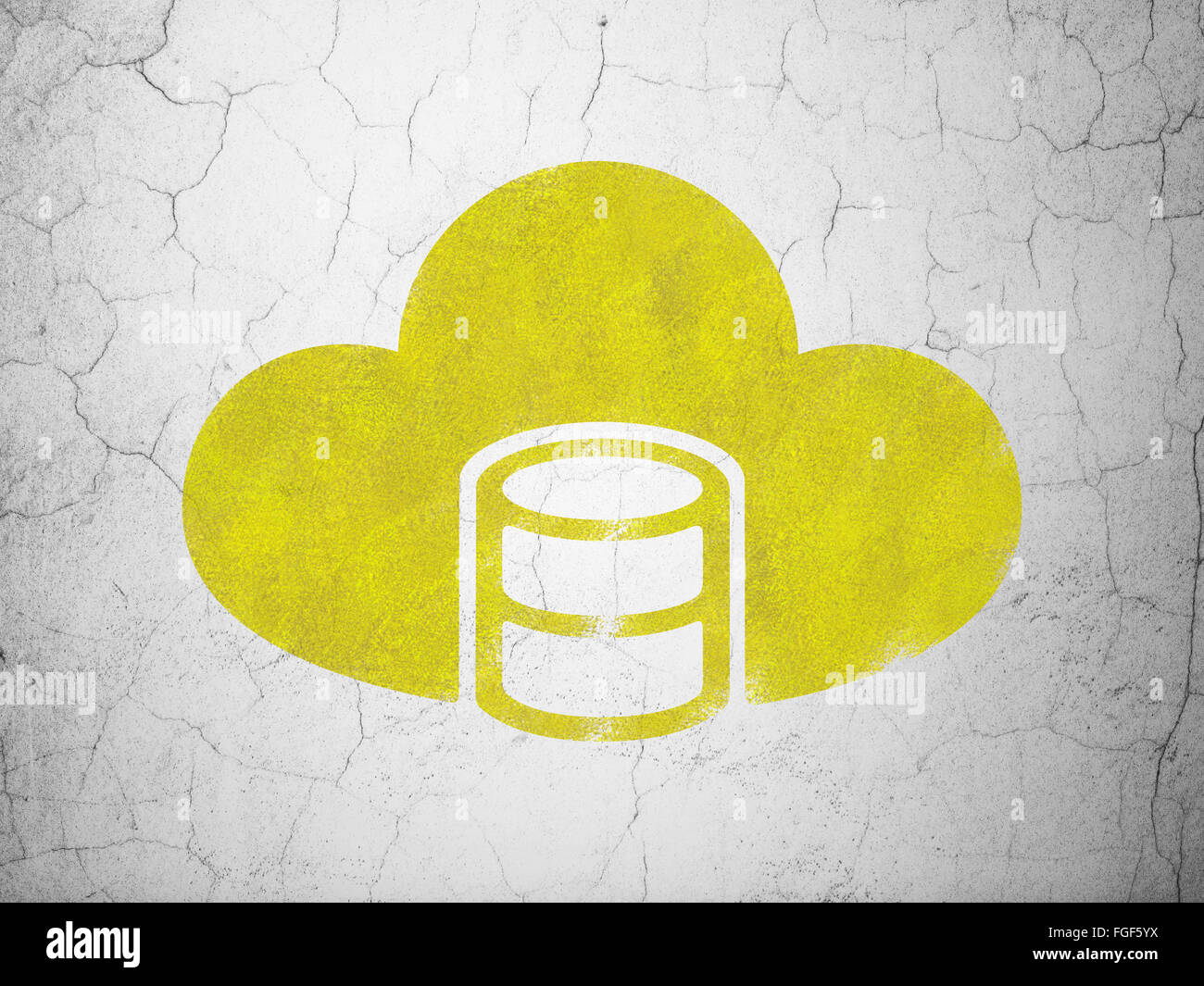 Database concept: Database With Cloud on wall background Stock Photo - Alamy