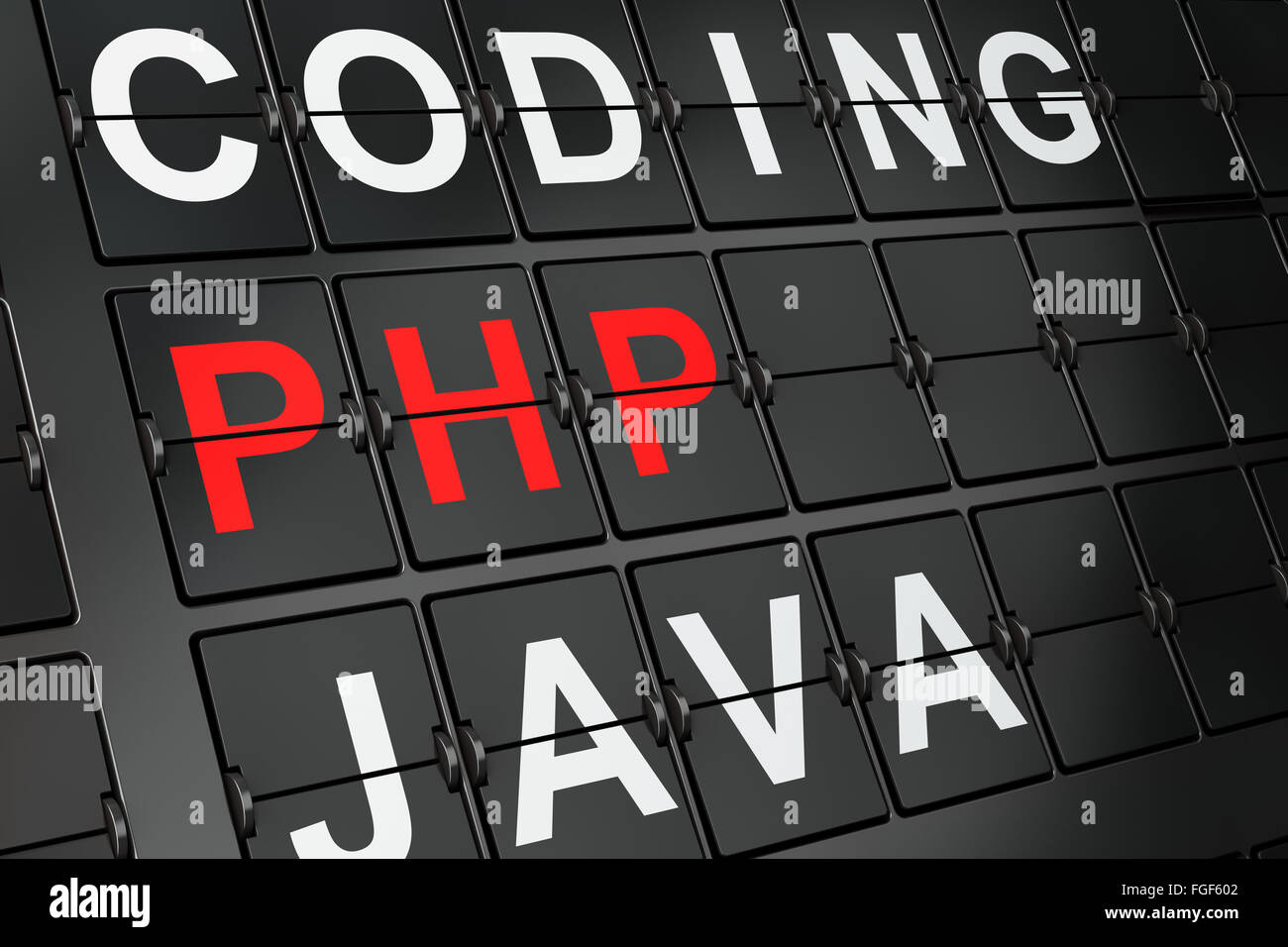 Programming concept: Php on airport board background Stock Photo - Alamy