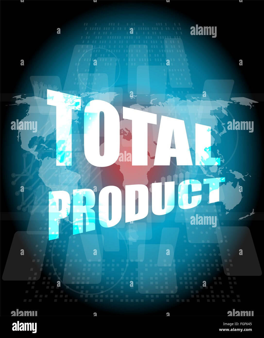 total product words on digital screen background with world map Stock ...