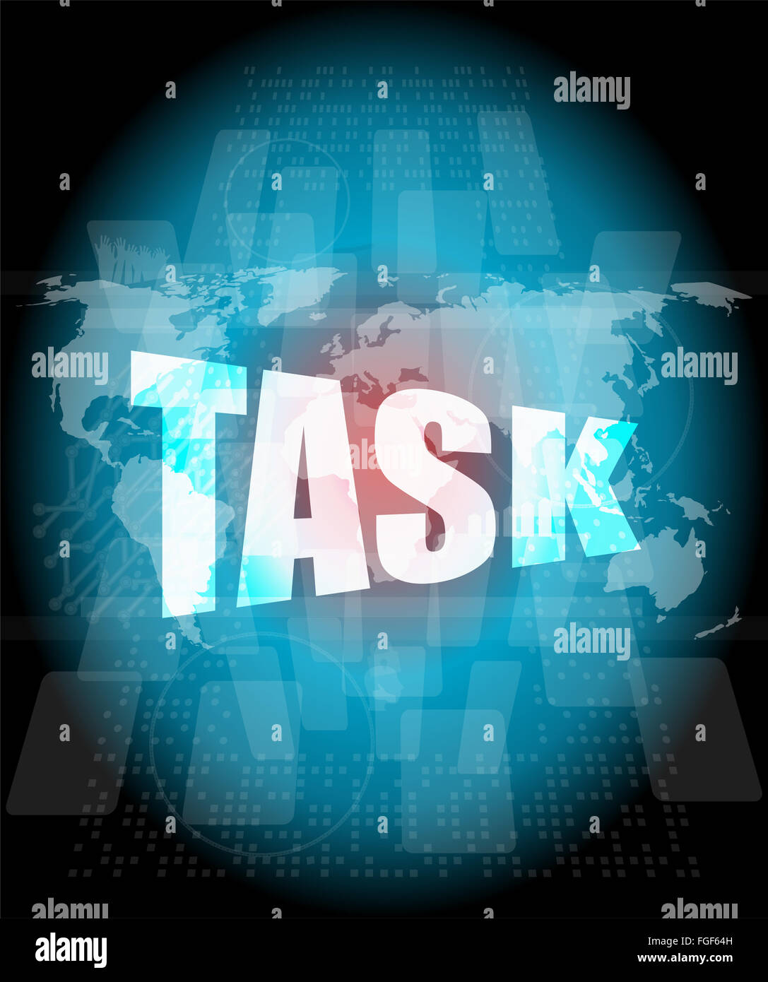 task word on digital screen background with world map Stock Photo - Alamy