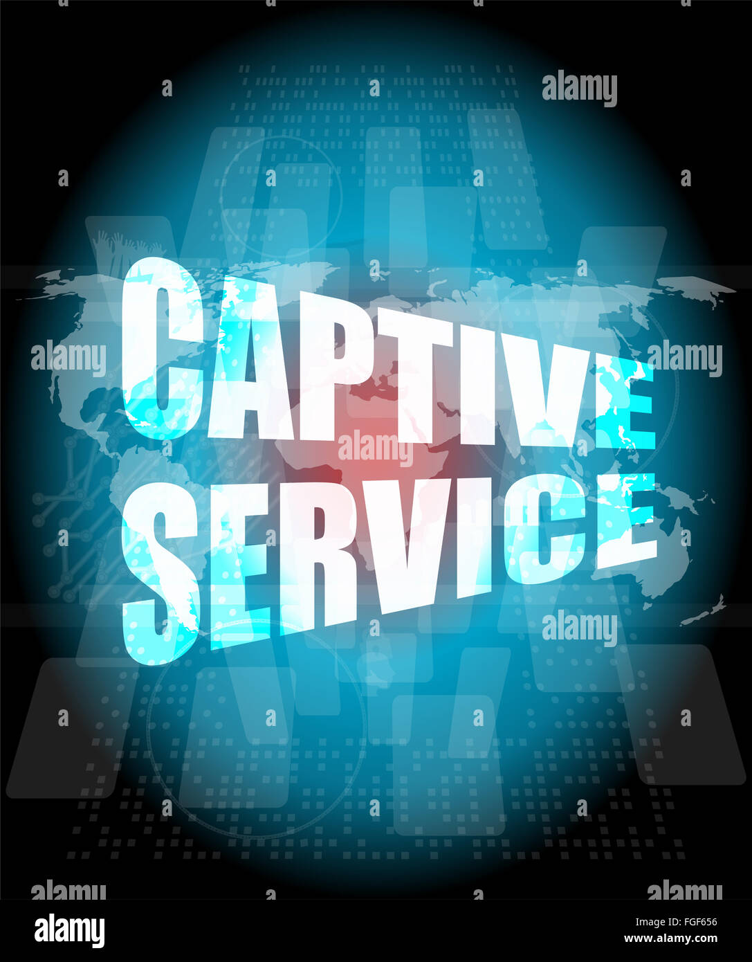 captive service words on digital touch screen and world map Stock Photo - Alamy