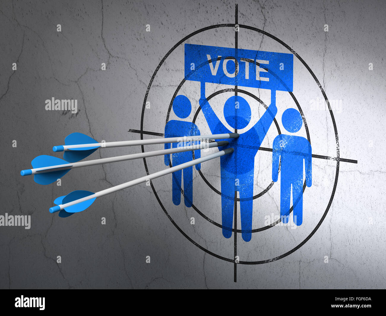 Politics concept: arrows in Election Campaign target on wall background ...