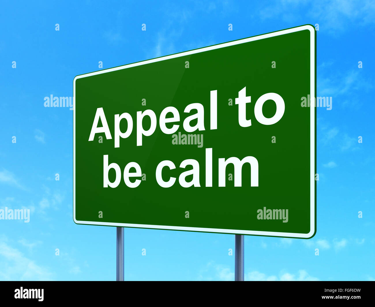 Politics concept: Appeal To Be Calm on road sign background Stock Photo ...