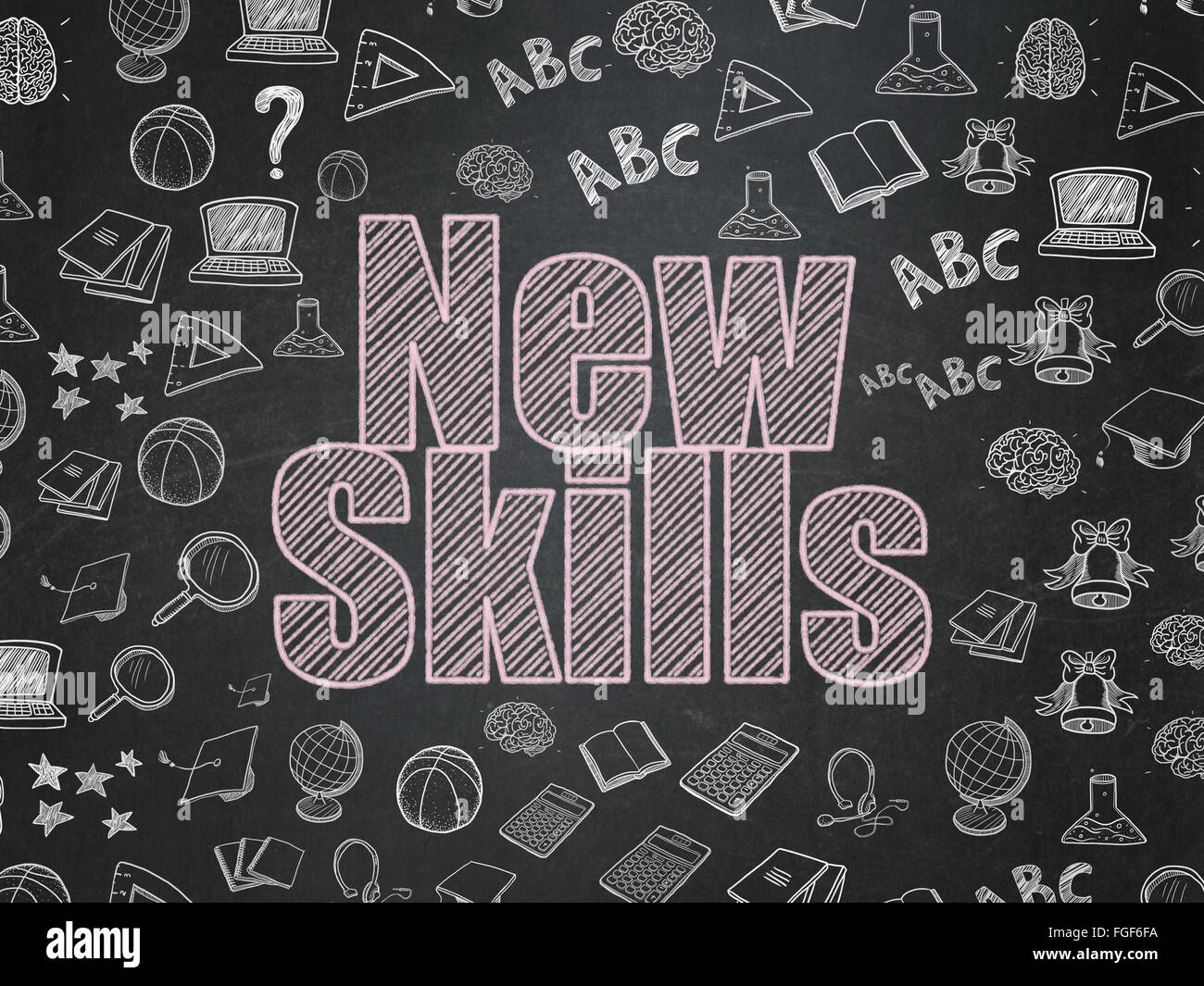 Studying concept: New Skills on School Board background Stock Photo - Alamy