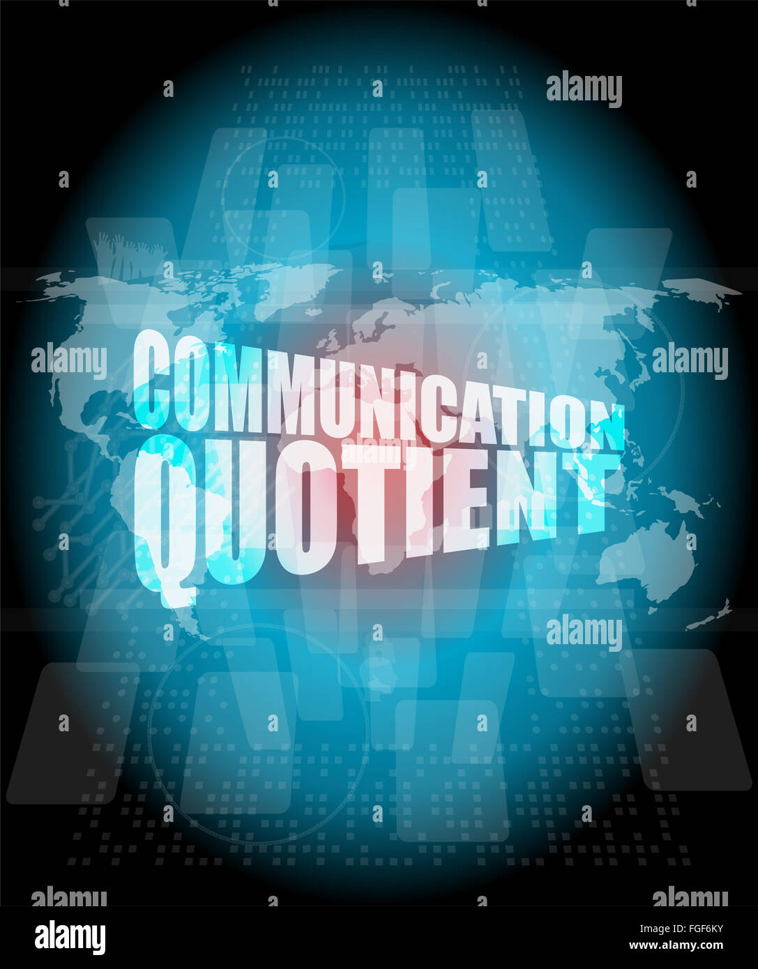 Management concept: communication quotient words on digital screen ...