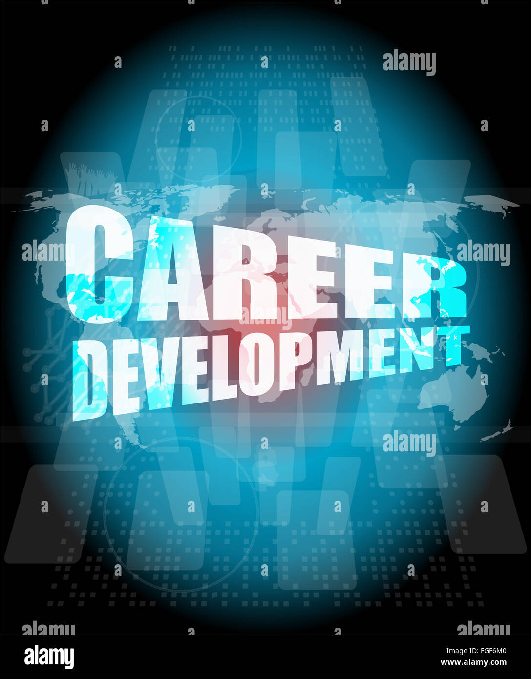 business concept: career development words on digital screen Stock ...