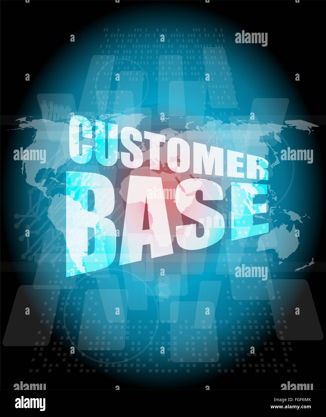 customer base words on digital screen with world map Stock Photo - Alamy