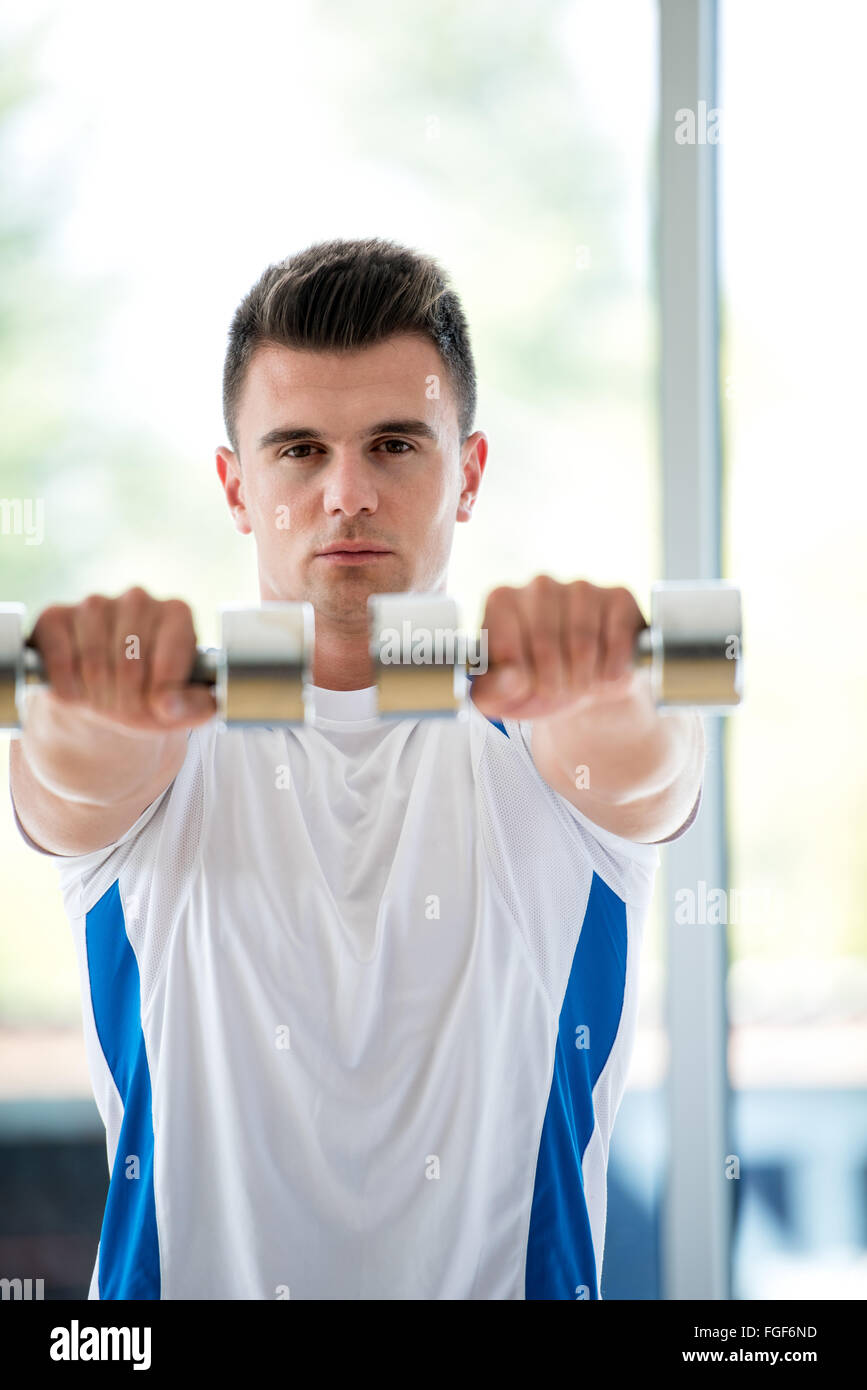 man exercise with weights Stock Photo - Alamy