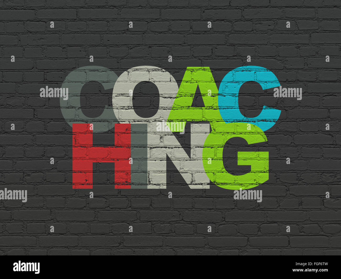 Education concept: Coaching on wall background Stock Photo - Alamy
