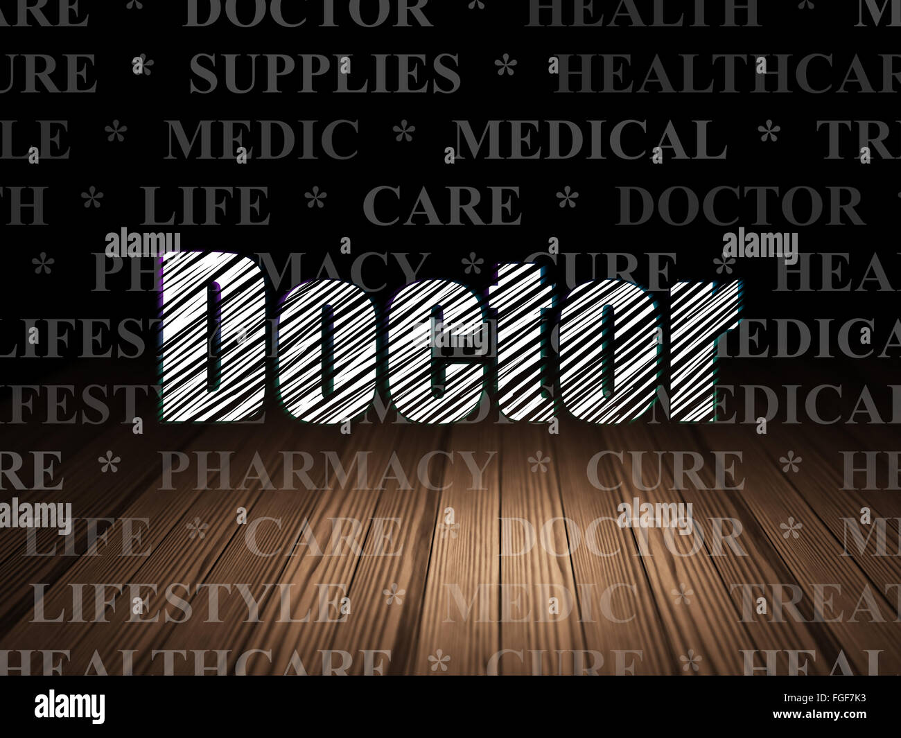Medicine concept: Doctor in grunge dark room Stock Photo - Alamy
