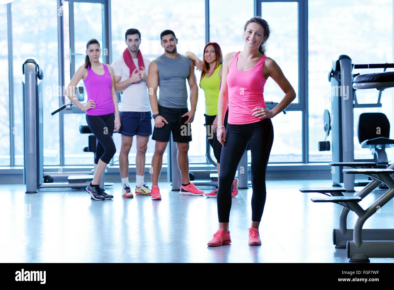 Group of people exercising at the gym Stock Photo - Alamy