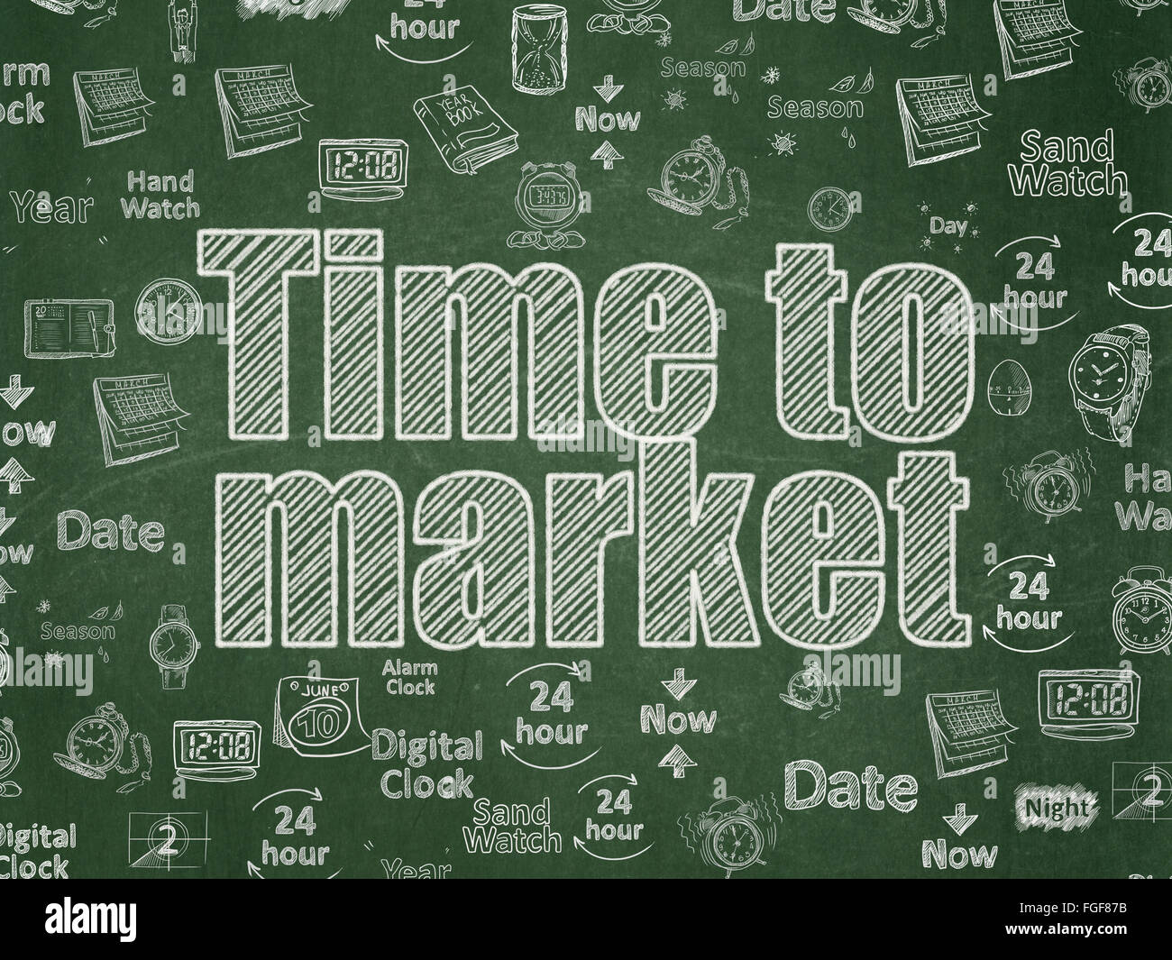 Timeline concept: Time to Market on School Board background Stock Photo ...