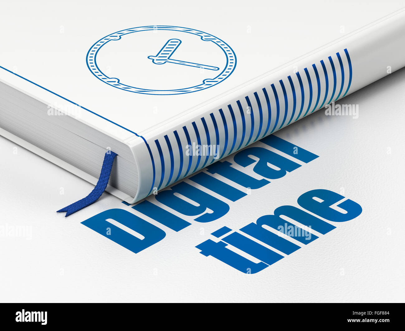 Timeline concept: book Clock, Digital Time on white background Stock ...