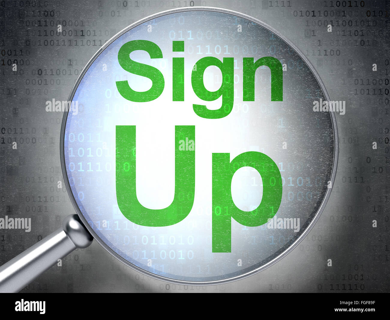 Web development concept: Sign Up with optical glass Stock Photo - Alamy