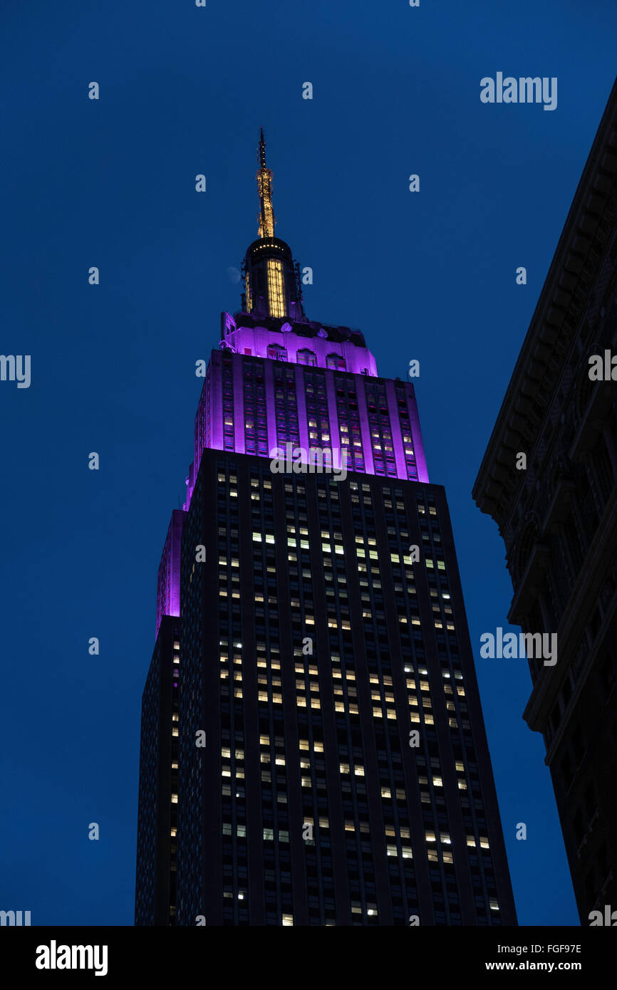 Empire State Building Lit in Purple and Yellow for the 140th Annual ...
