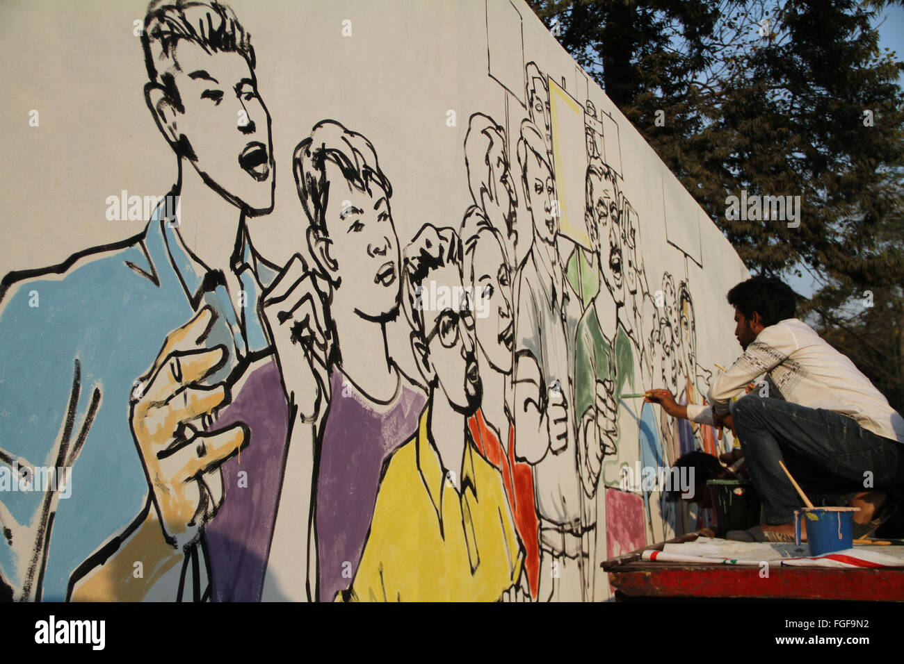 Dhaka, Bangladesh. 19 February, 2016. Students of Dhaka university fine ...