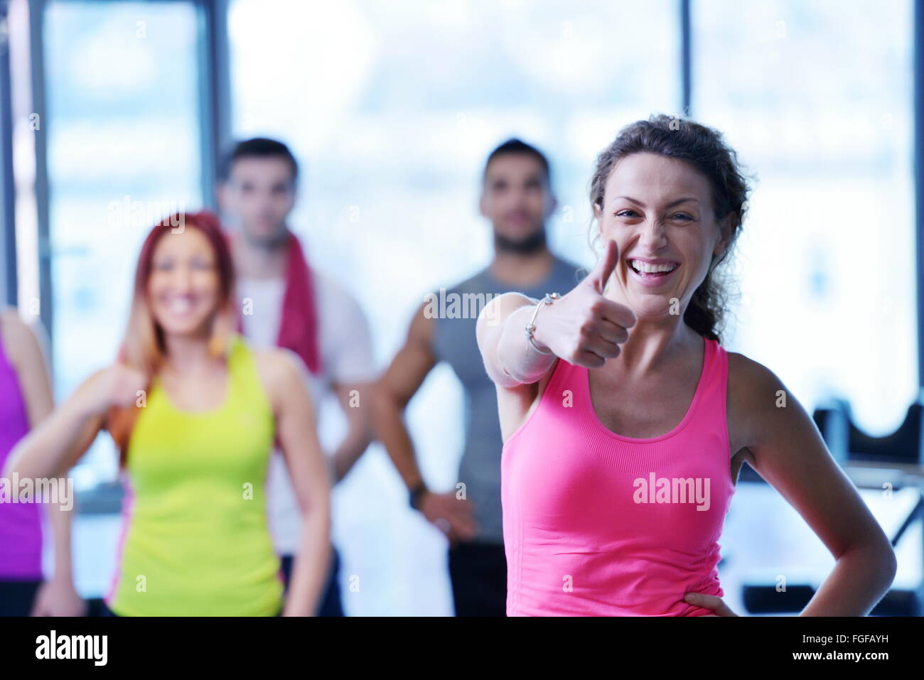 Group of people exercising at the gym Stock Photo - Alamy