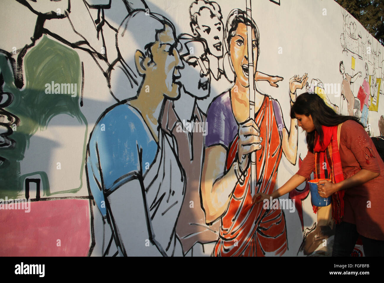 Dhaka, Bangladesh. 19 February, 2016. Students of Dhaka university fine ...