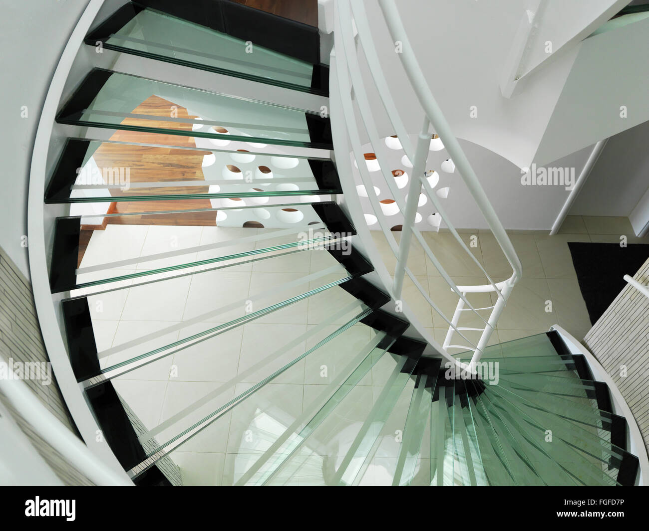 modern glass spiral staircase Stock Photo - Alamy