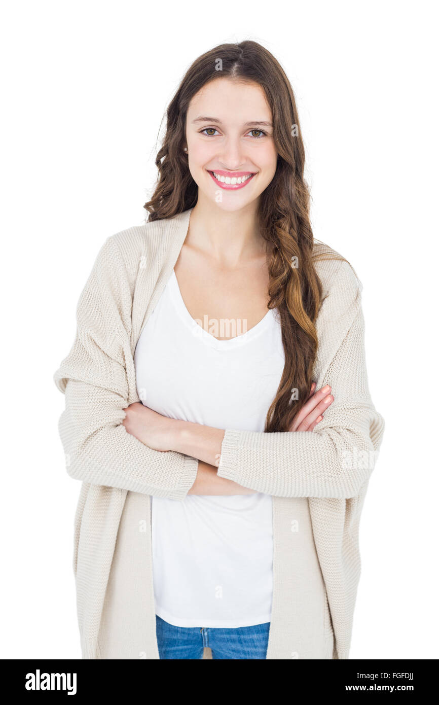 Woman with arm crossed Stock Photo - Alamy