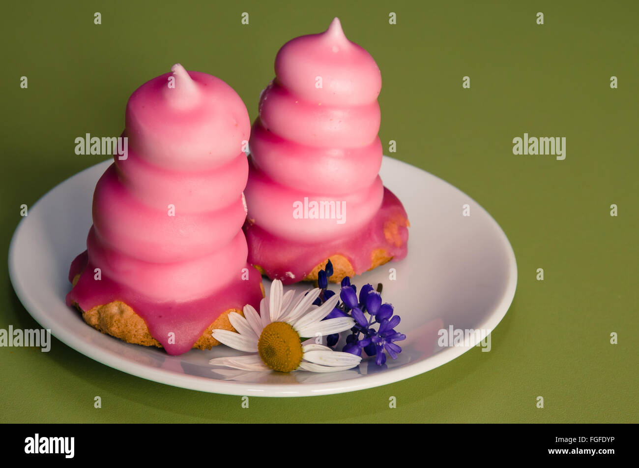 delicious creamy pink pie image Stock Photo - Alamy