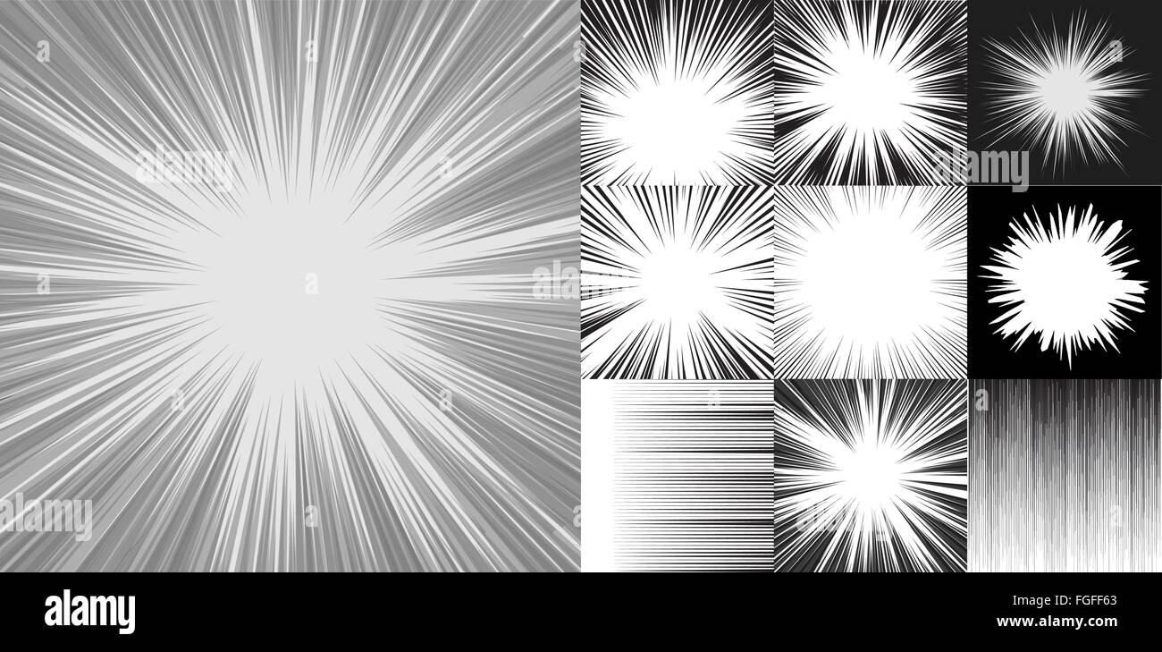 Comic book speed horizontal lines background set of ten editable images ...