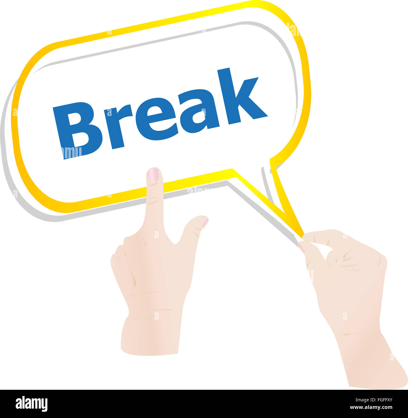 hands holding abstract cloud with break word vector Stock Photo - Alamy