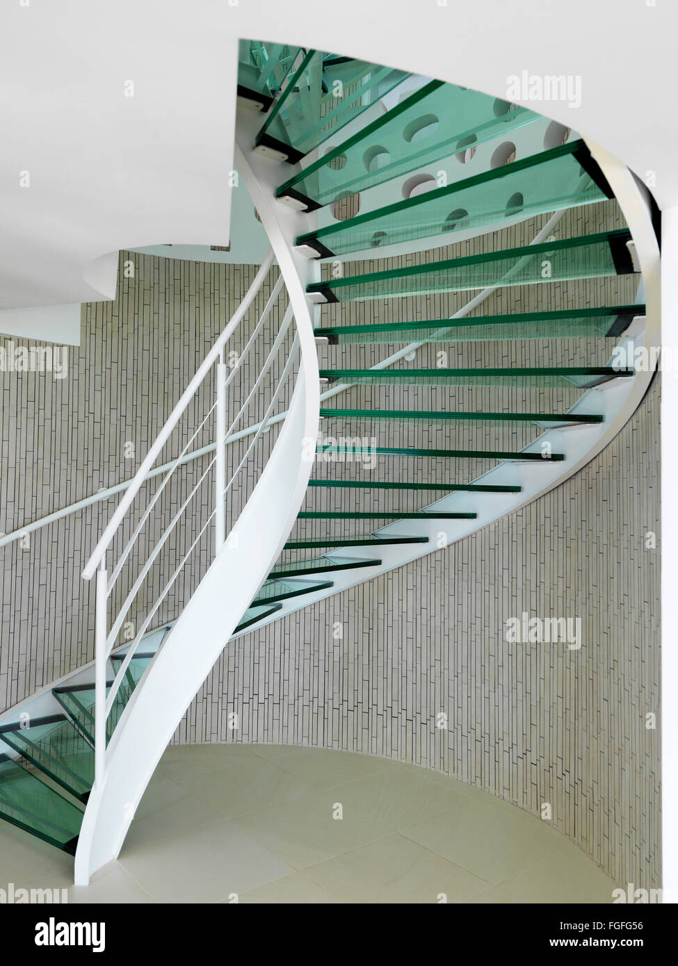 modern glass spiral staircase Stock Photo - Alamy