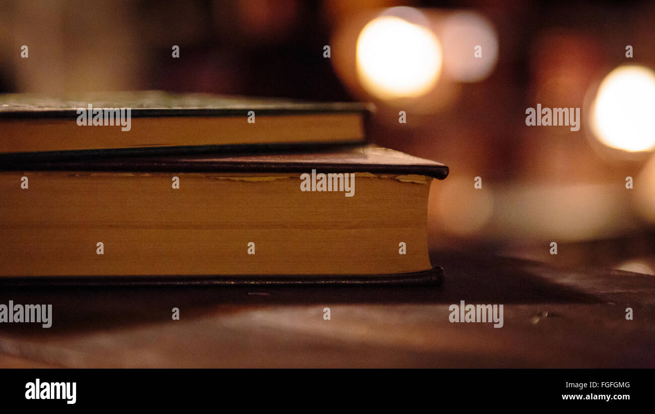 Old books in an old library Stock Photo - Alamy