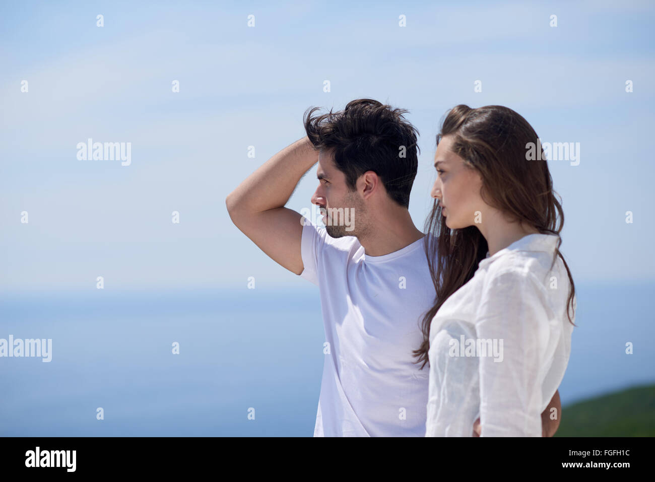 happy young romantic couple have fun arelax relax at home Stock Photo ...