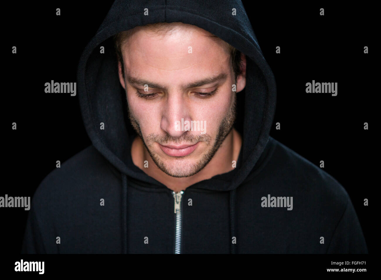 Handsome young man wearing black hi-res stock photography and images ...