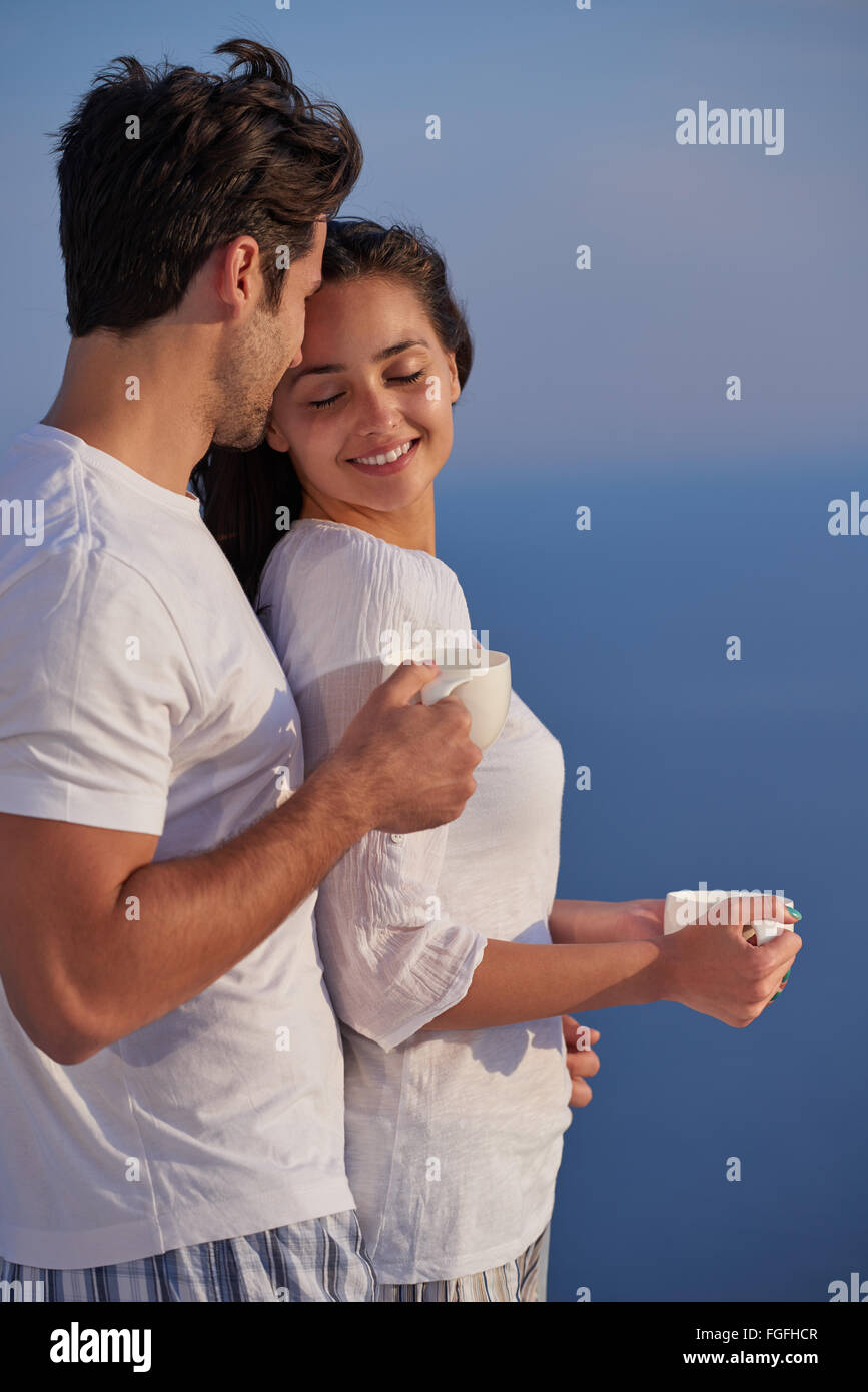 happy young romantic couple have fun arelax relax at home Stock Photo ...