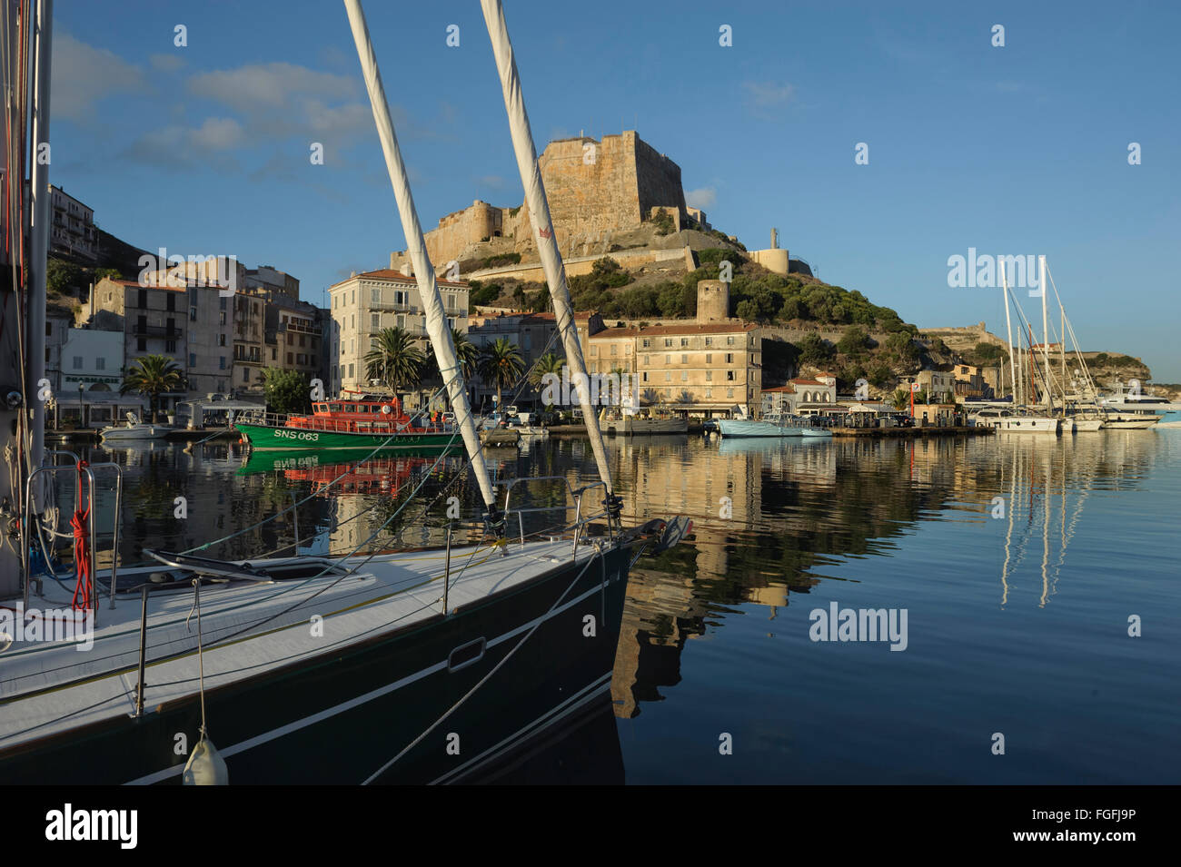 Bonifacio, port and Citadel, Corsica, France Stock Photo - Alamy