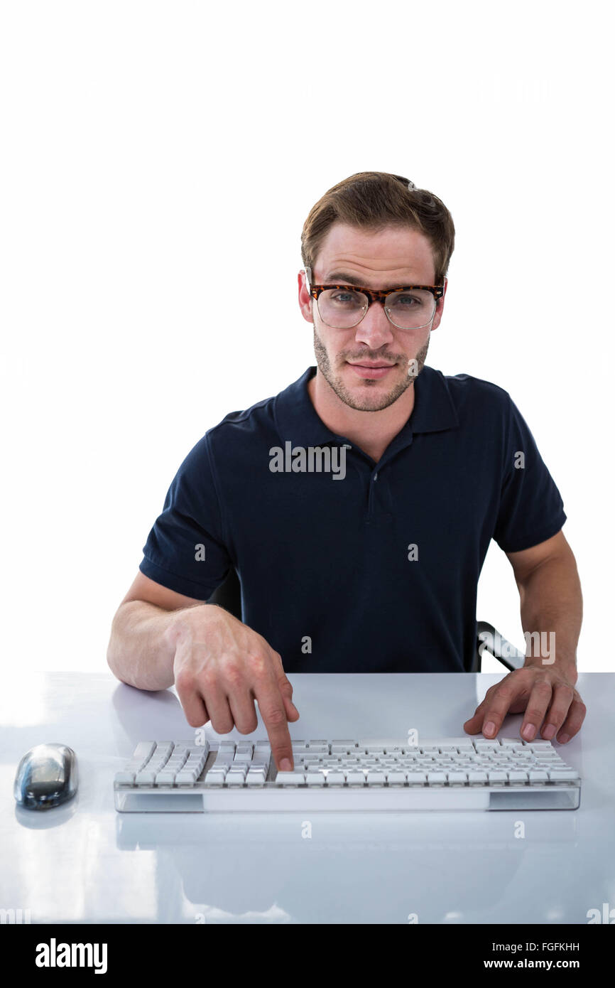 Handsome man using computer Stock Photo - Alamy
