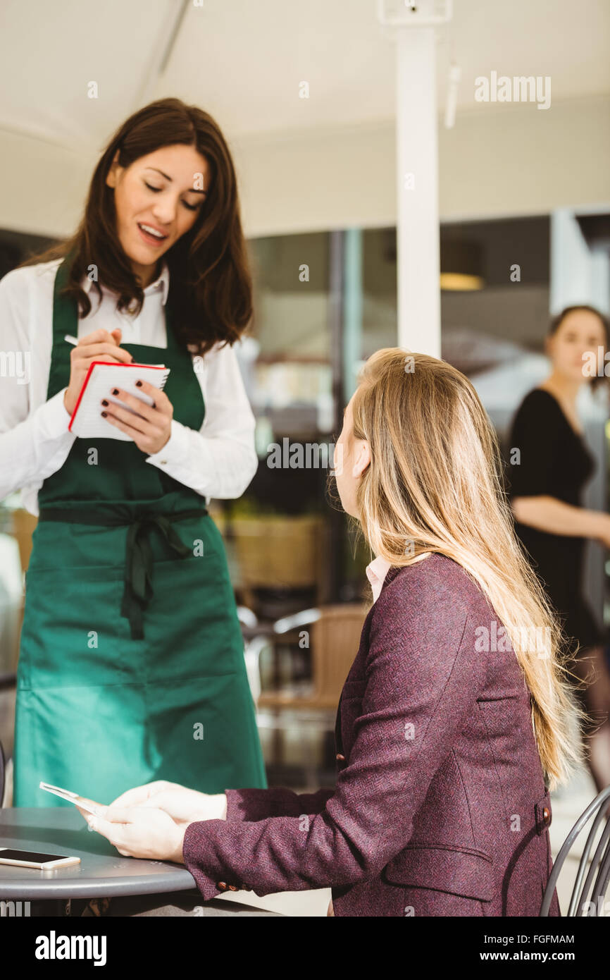Woman female waitress server employee writing taking order hi-res stock ...