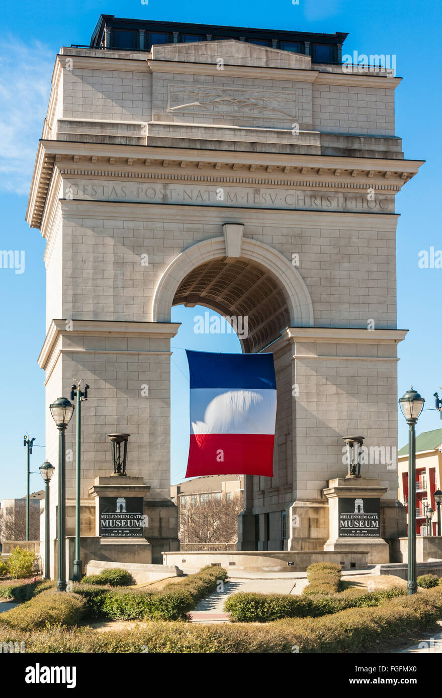 Millennium Arch with French flag in archway at Atlantic Station in ...