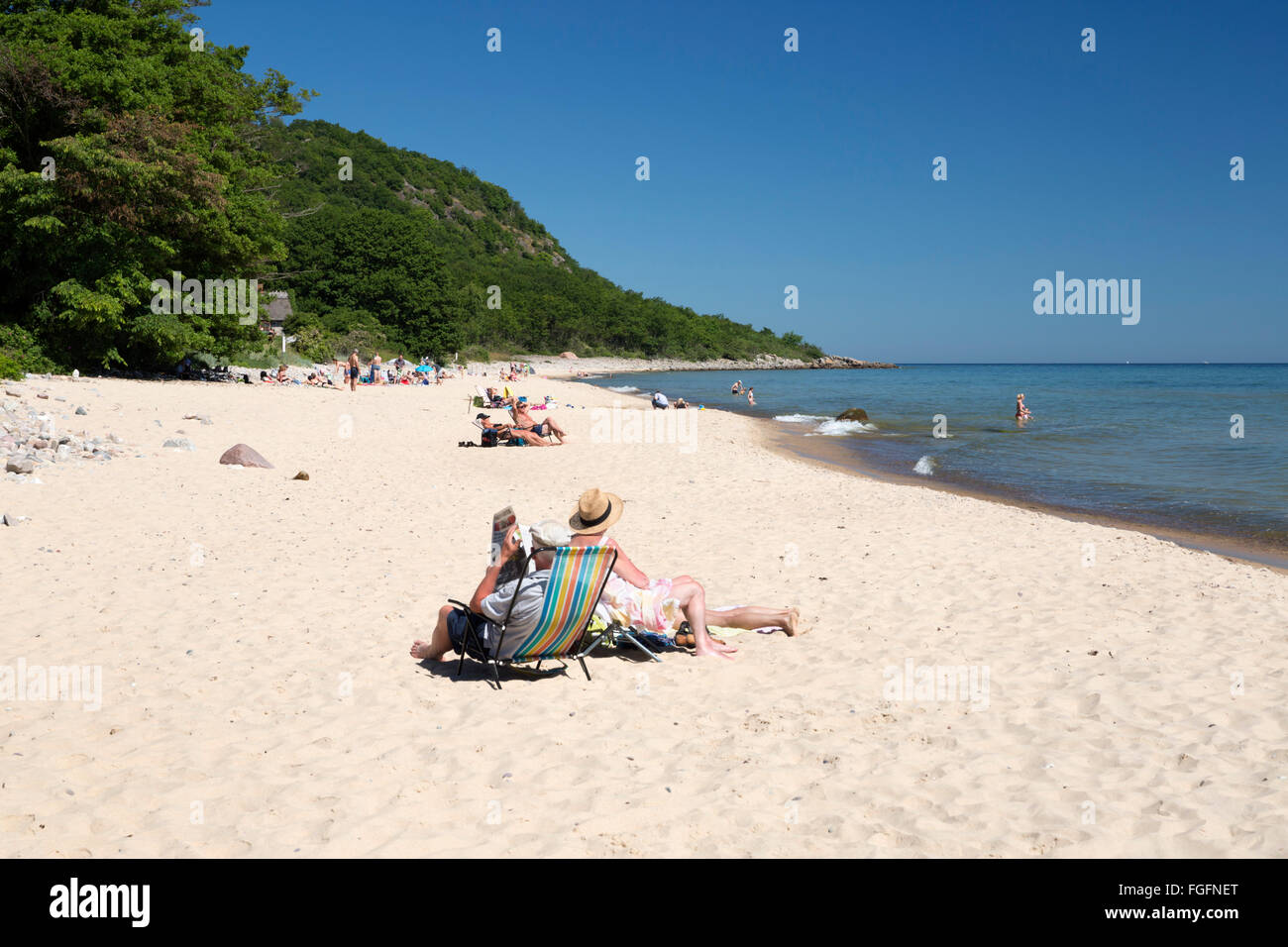 White sand beach in summer, Stenshuvud National Park, near Kivik, Skane ...