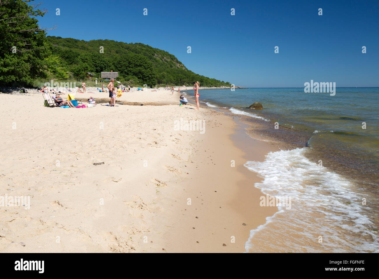 White sand beach in summer, Stenshuvud National Park, near Kivik, Skane ...