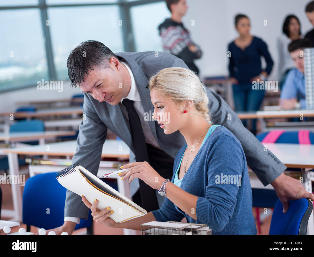 students with teacher in computer lab classrom Stock Photo - Alamy