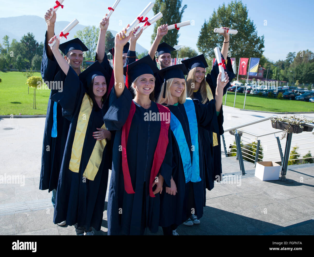 young graduates students group Stock Photo - Alamy