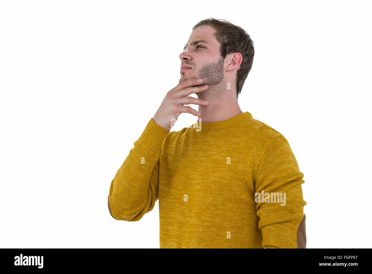 Hipster man touching his chin Stock Photo - Alamy