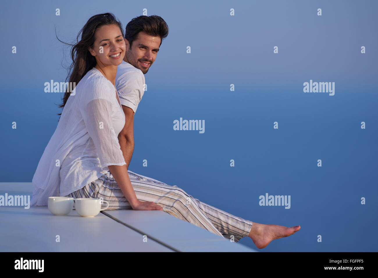 happy young romantic couple have fun arelax relax at home Stock Photo ...
