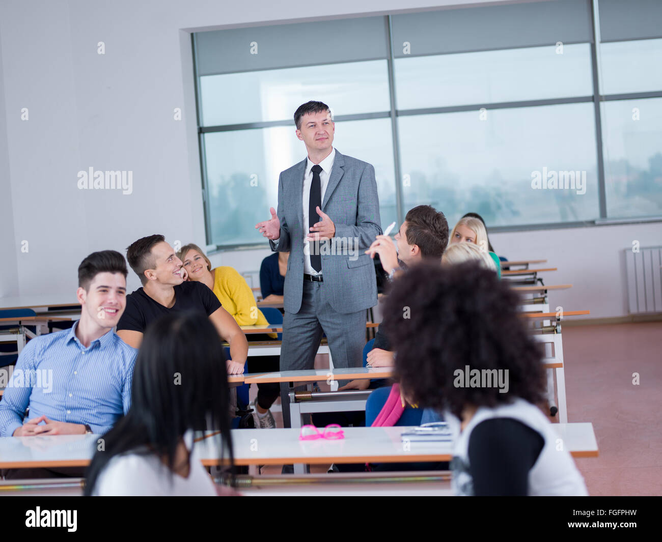 students with teacher in computer lab classrom Stock Photo - Alamy