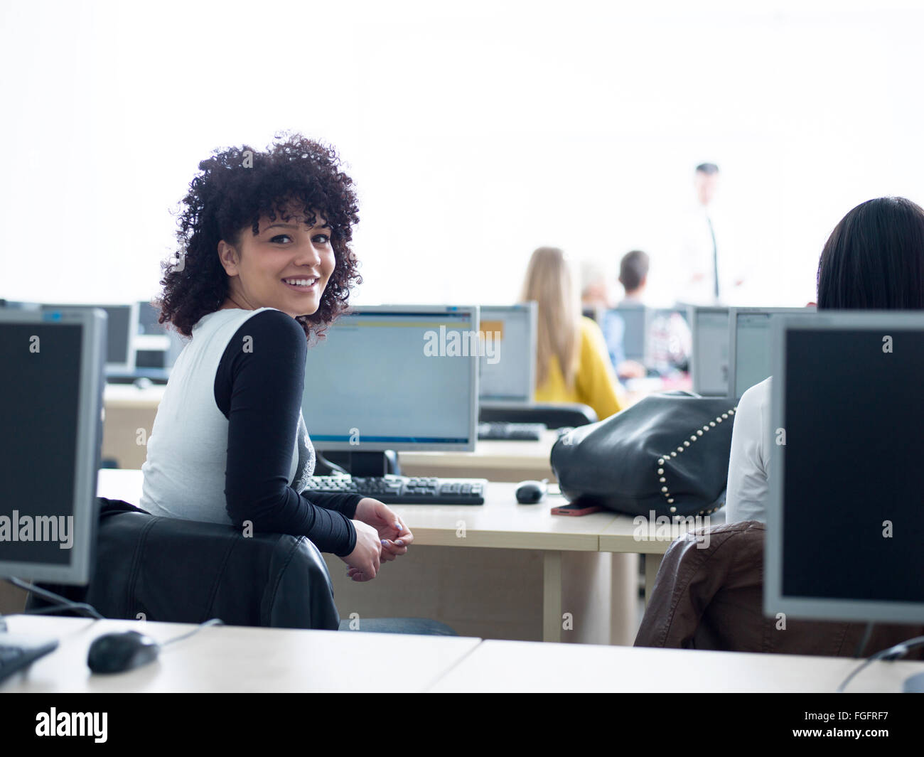 students with teacher in computer lab classrom Stock Photo - Alamy