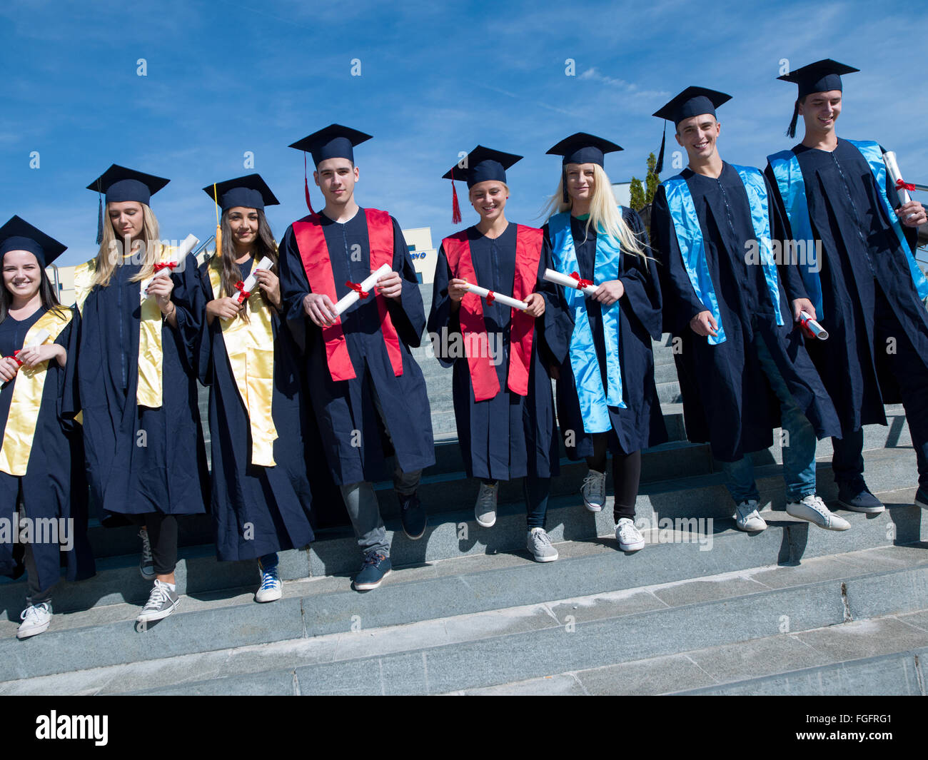 young graduates students group Stock Photo - Alamy