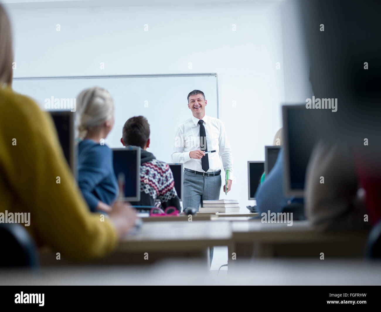 students with teacher in computer lab classrom Stock Photo - Alamy