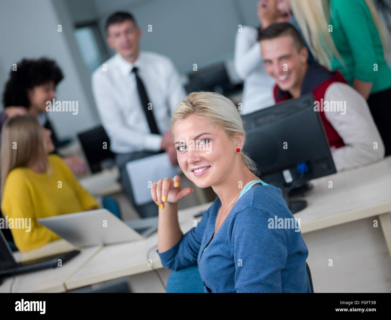 students with teacher in computer lab classrom Stock Photo - Alamy