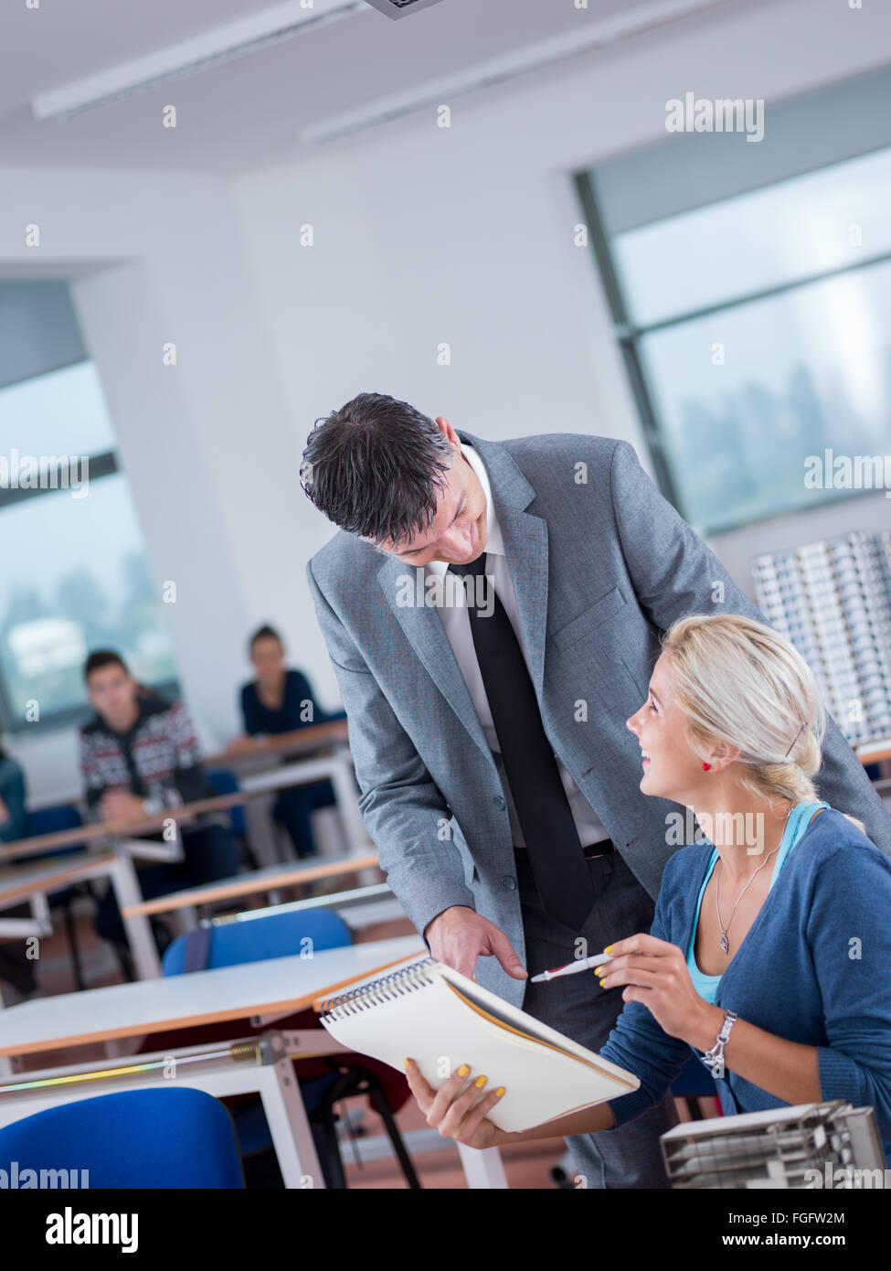 students with teacher in computer lab classrom Stock Photo - Alamy